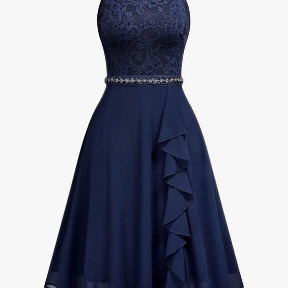 Miusol | Dresses | Miusol Blue Sleeveless Halter Midi Dress For Prom ...